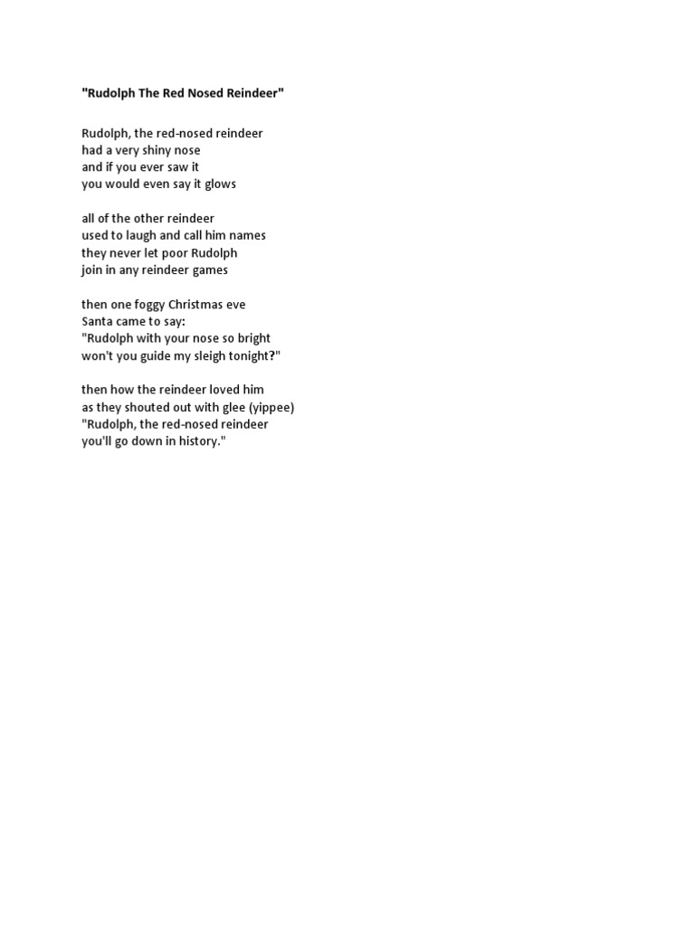Rudolph The Red Nosed Reindeer | PDF | Art | Poetry