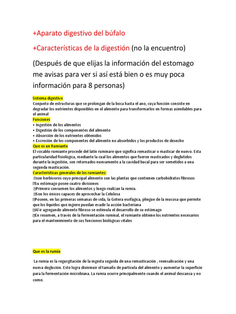 Bufalo | PDF | Rumiante | Digestión
