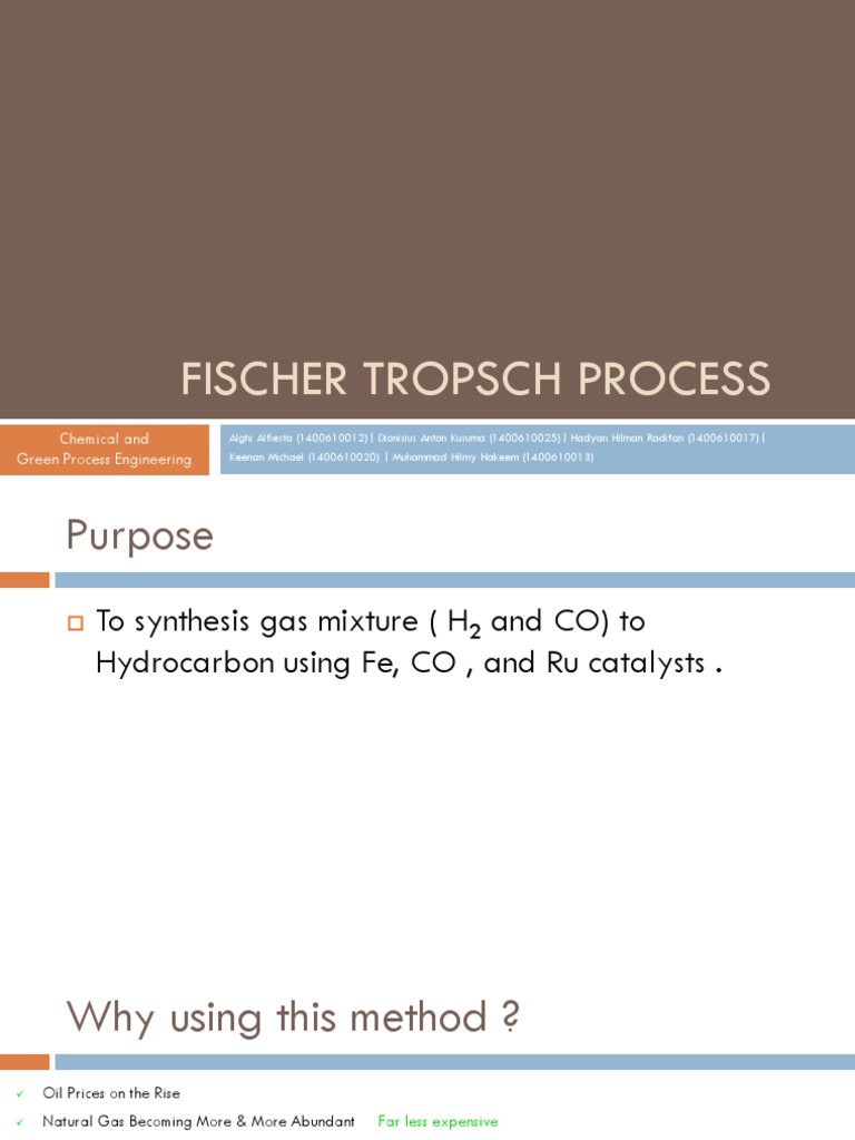 Fischer Tropsch Process | PDF | Gasification | Process Engineering