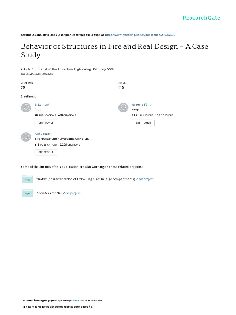 Behavior of Structures in Fire and Real Design - A Case Study ...