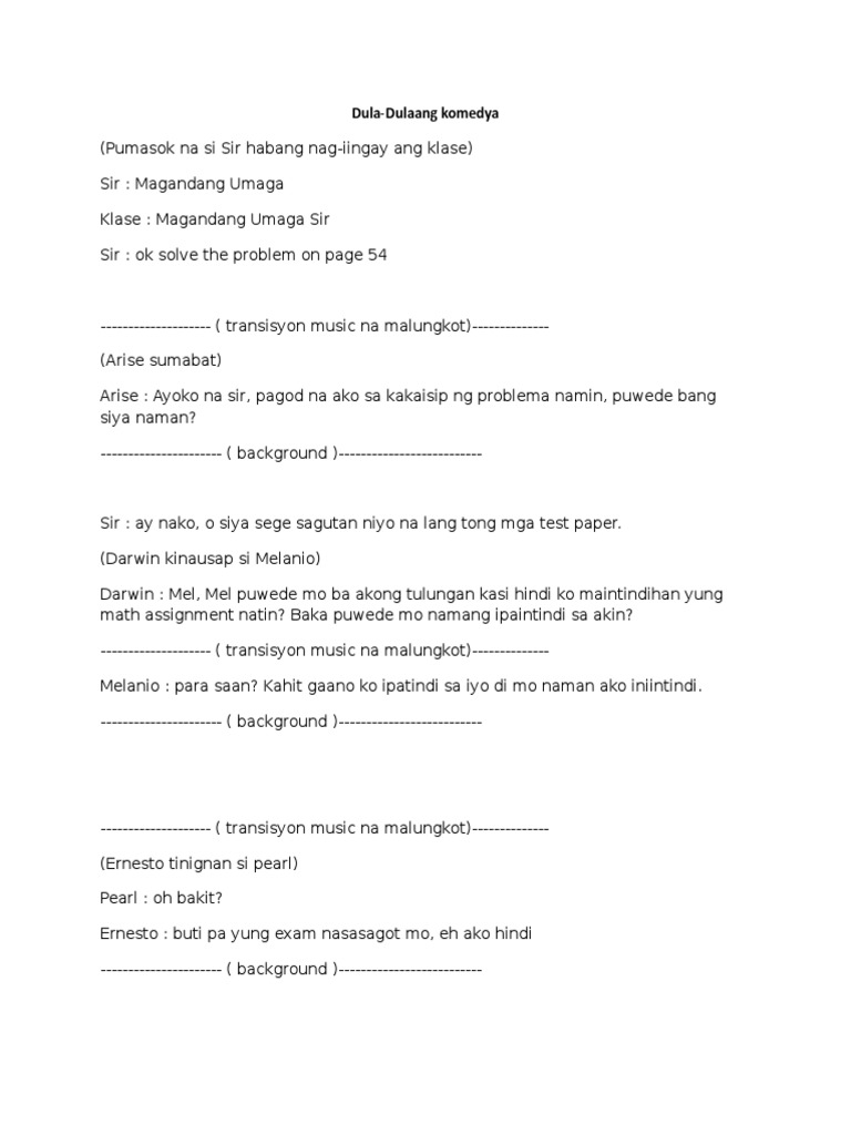 Dula Dulaan Komedya | PDF