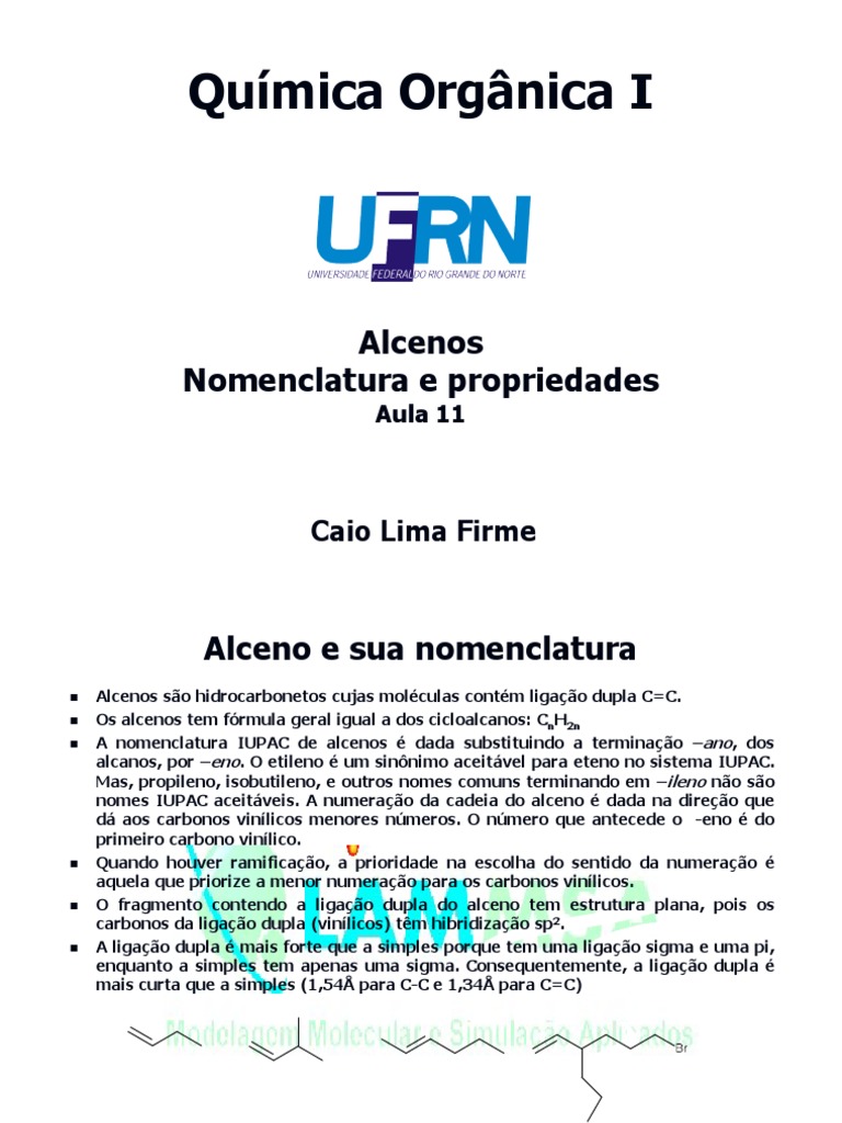 Aula 12 - Alcenos - Nomenclatura e Propriedades | PDF | Alceno | Isômero