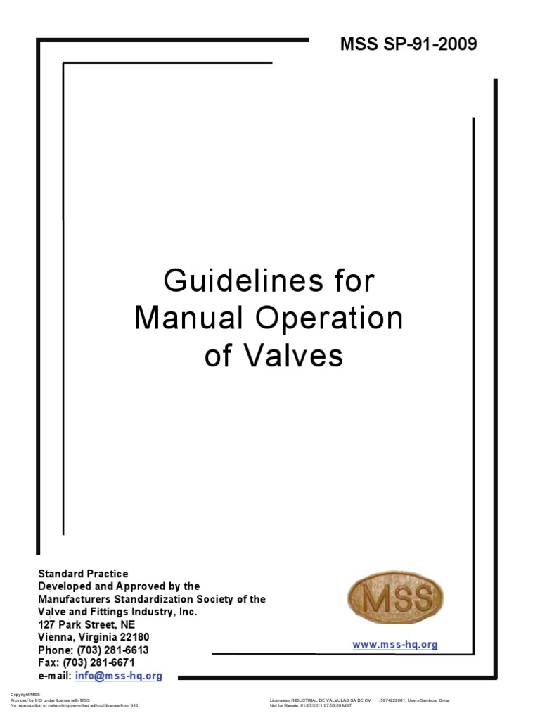 MSS SP 91 2009.01.01 | PDF | Valve | Gas Technologies