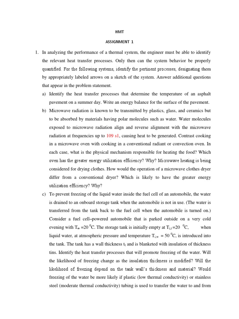 HMT Assignment1 | PDF | Thermal Insulation | Thermal Conductivity