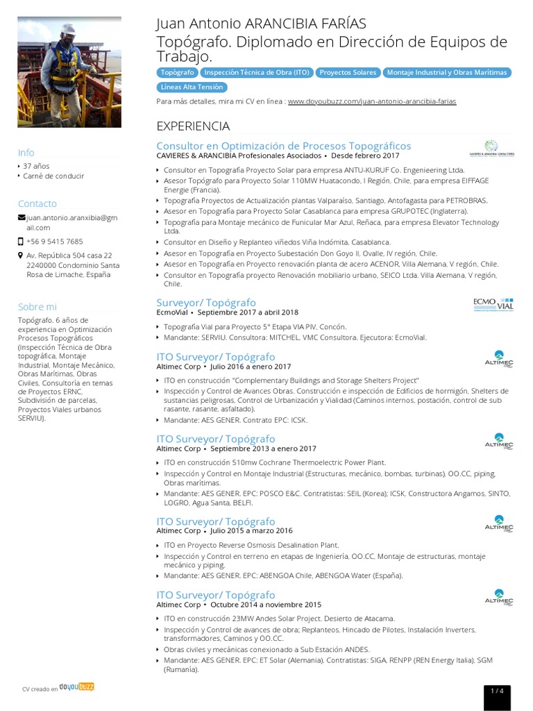 CV Juan Antonio Arancibia Farias | PDF | Gestión de proyectos | Ingeniería
