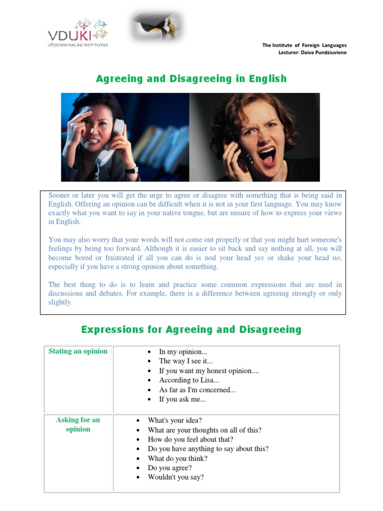 Agreeing and Disagreeing PDF | PDF | English Language