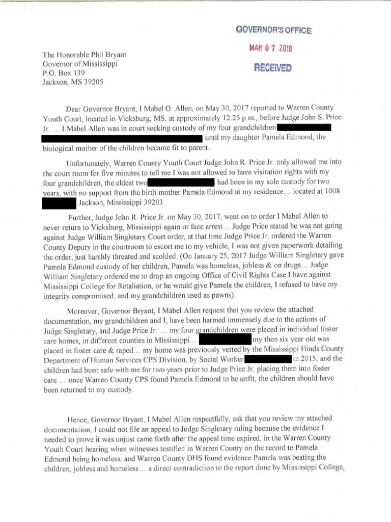 Hinds Deep State Governor Crazy Letter - Redacted | PDF