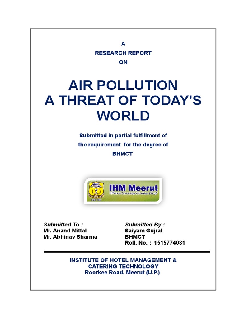 Air Pollution: Today's Global Threat | PDF | Business | Science ...