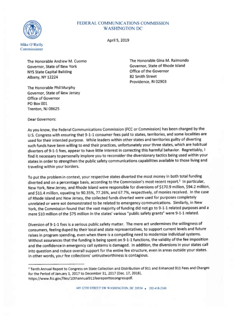 911 Letter | PDF | 9 1 1 | United States Congress