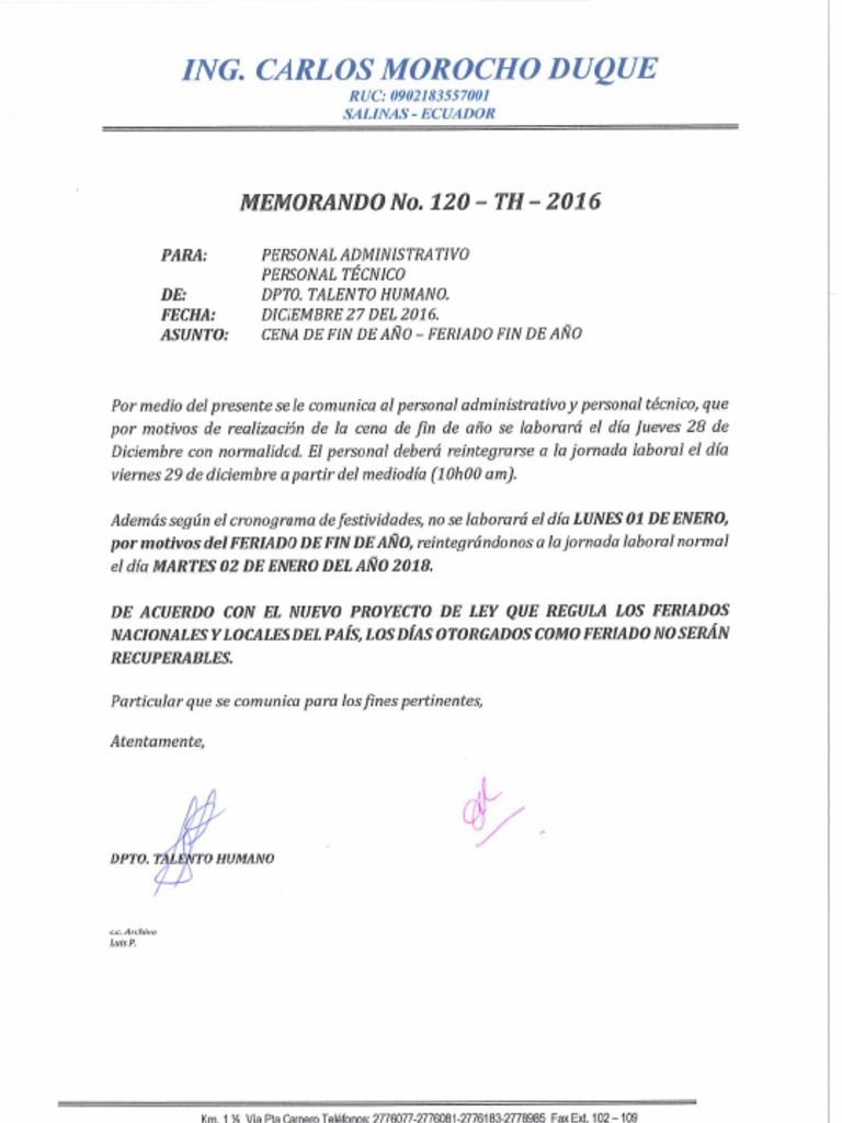 Formato de Memorandum