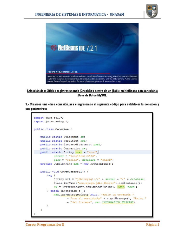 Selección Múltiple en jTable con jCheckBox | PDF | Tabla (base de datos ...