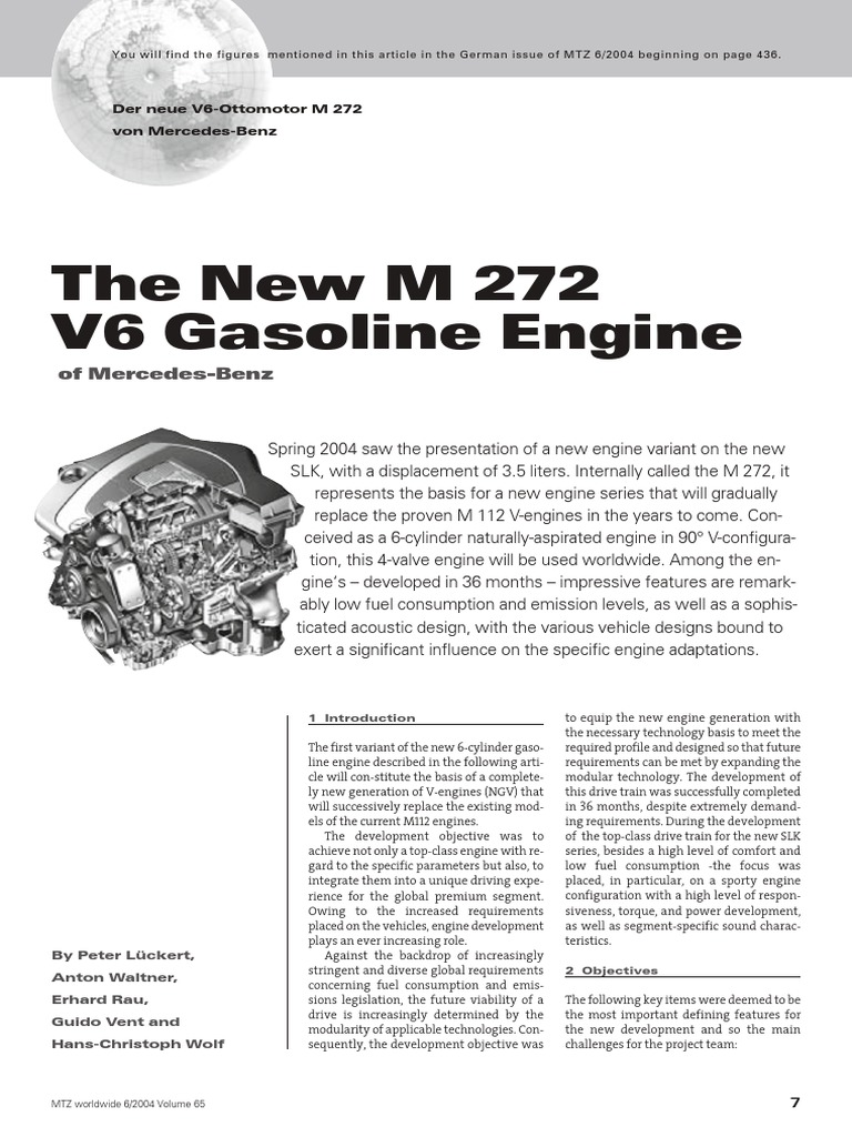 Dokumen - Tips The New M 272 v6 Gasoline Engine of Mercedes Benz | PDF ...