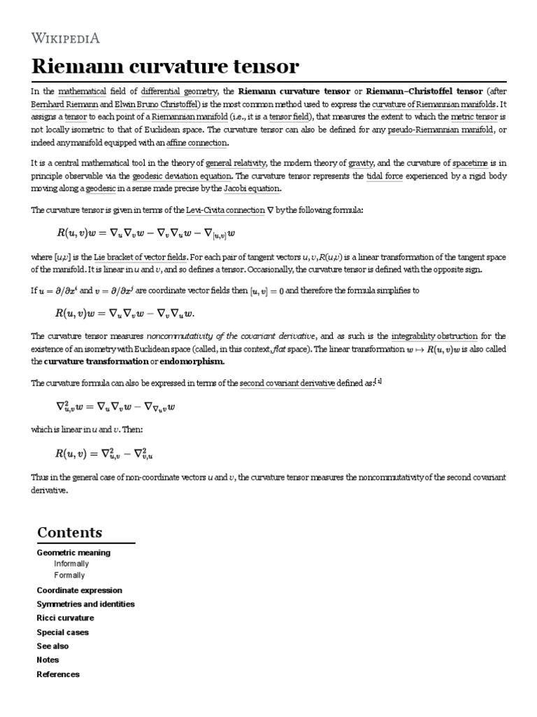 Riemann Curvature Tensor | PDF | Curvature | Tensor