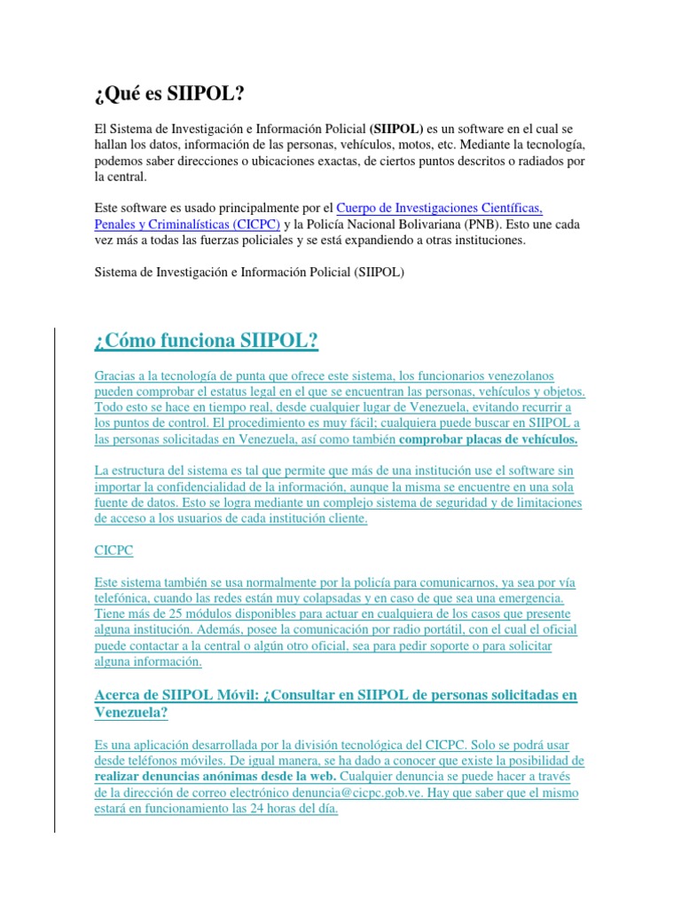 Qué Es SIIPOL | PDF | Policía | Telefonía móvil