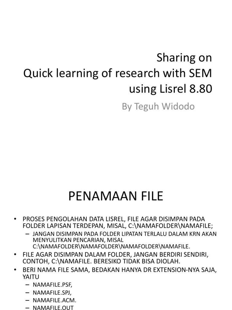 Sharing On SEM With Lisrel 8.8 | PDF
