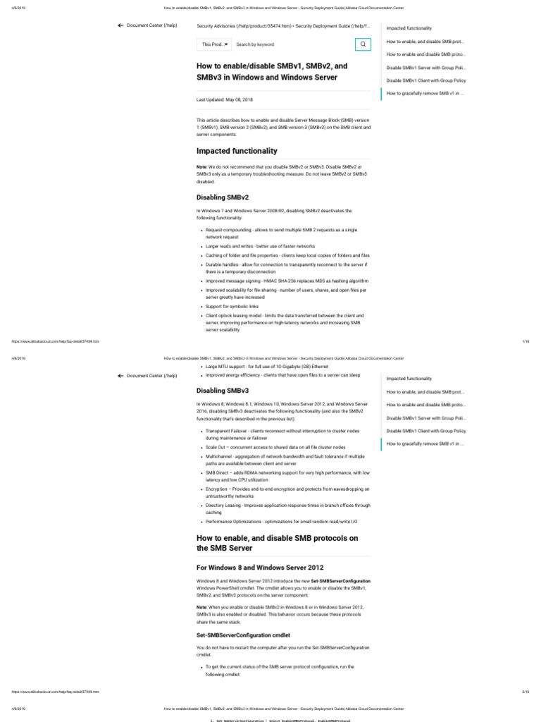 How To Enable - Disable SMBv1, SMBv2, and SMBv3 in Windows and Windows | PDF | Windows Registry ...