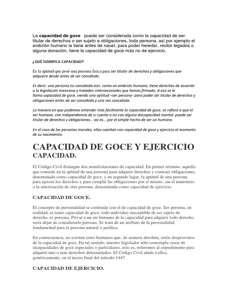 Capacidad de Goce y Ejercicio | PDF | Felicidad | Derechos