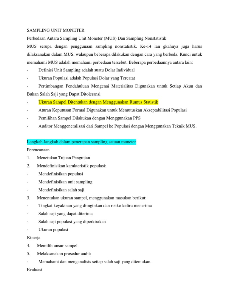 Sampling Unit Moneter | PDF