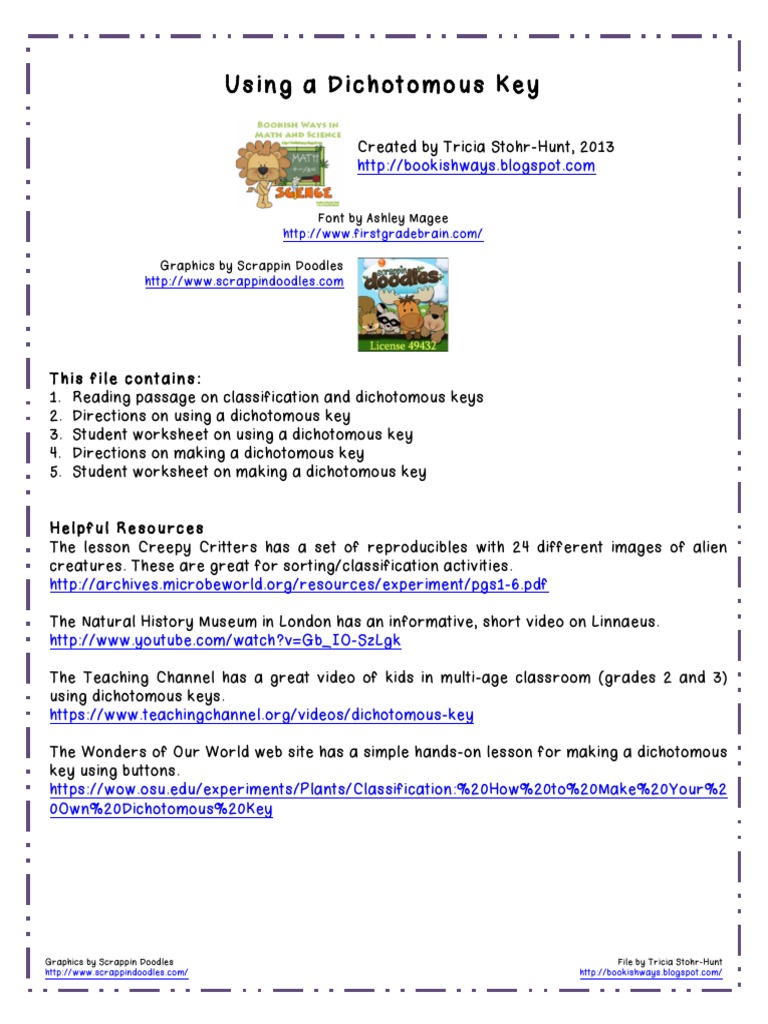 Using A Dichotomous Key: Font by Ashley Magee | PDF | Taxonomy (Biology ...