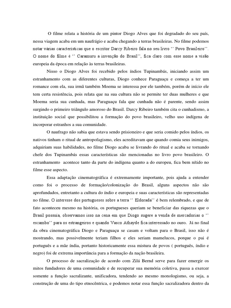 Análise Do Filme Caramuru | PDF | Brasileiros | Brasil