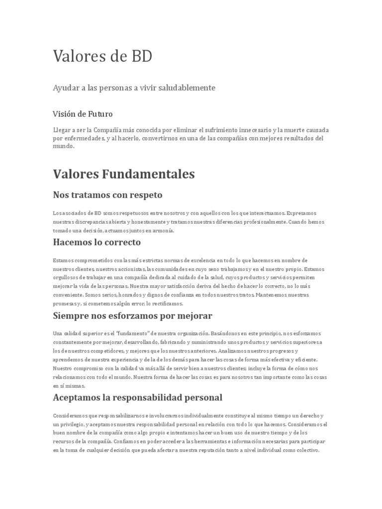 Valores de BD | PDF | Laboratorios | Sap Se