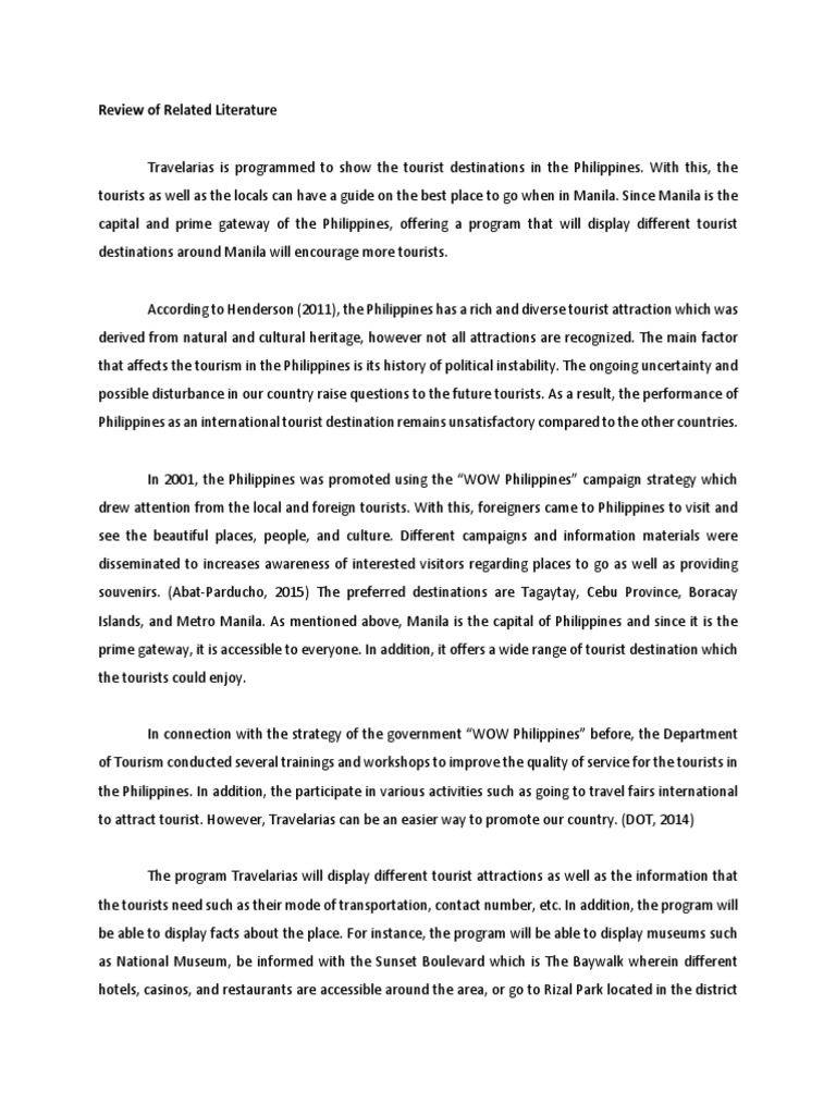 Review of Related Literature | PDF | Tourism | Philippines