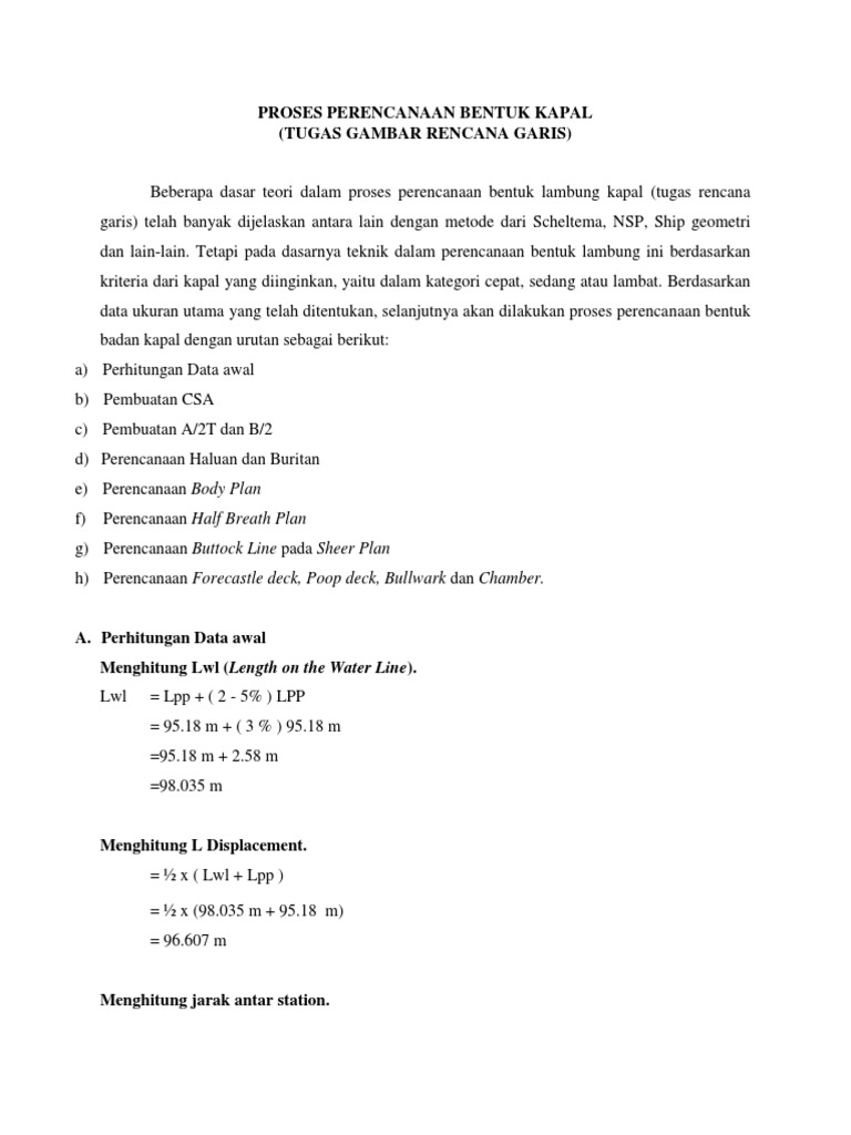 Proses Desain LinesPlan NSP | PDF | Metode & Bahan Ajar
