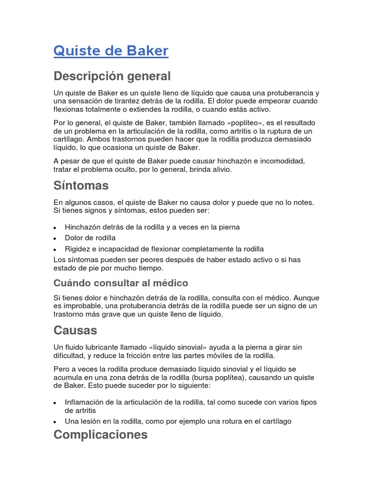 Quiste de Baker | PDF