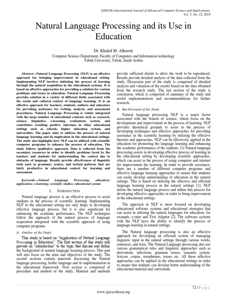 Paper 10-Natural Language Processing | PDF | Educational Technology ...