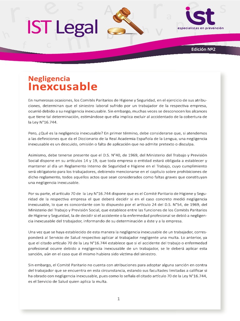 Boletin Ist Legal #2 Negligencia Inexcusable PDF | PDF