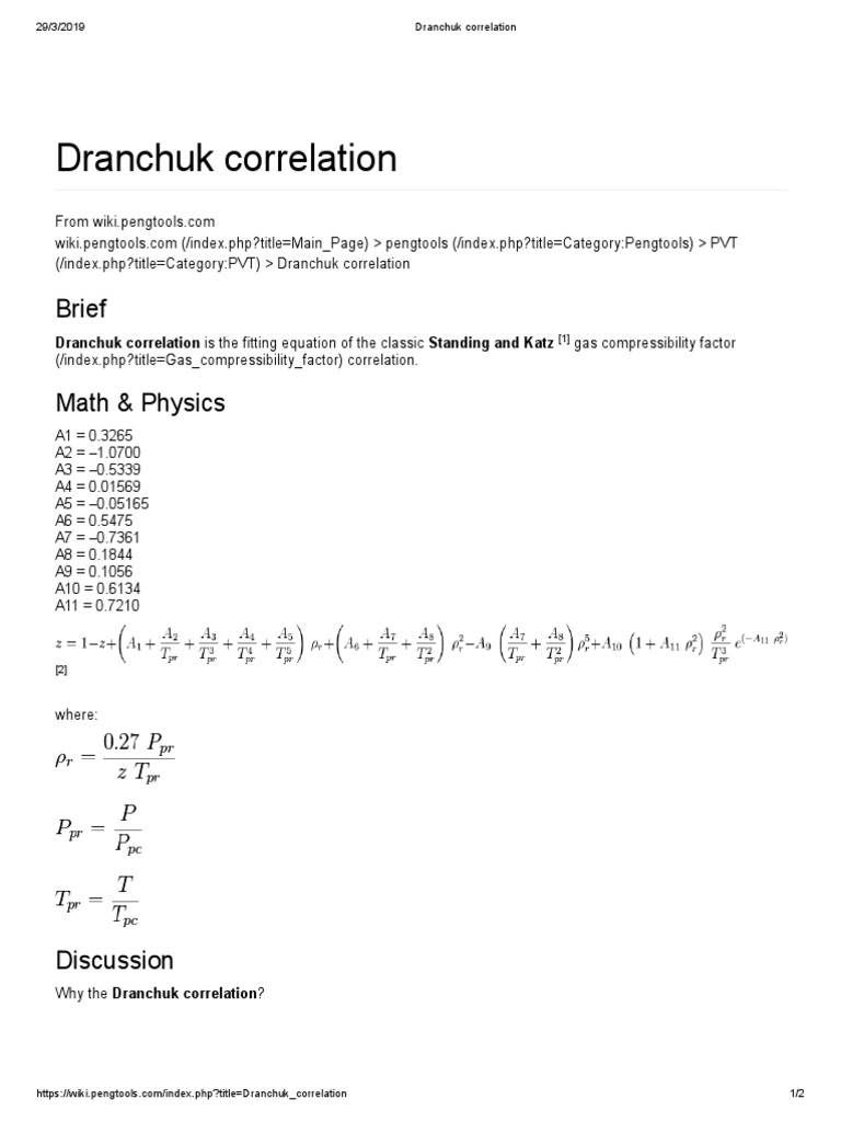 Dranchuk Correlation PDF | PDF | Gases | Mathematical Physics