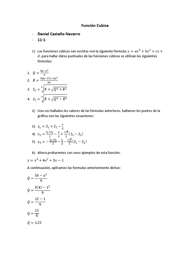 Funciones Cubicas | PDF | Matemática Elemental | Enseñanza de matemática