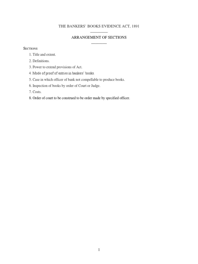 Bankers' Books Evidence Act 1891 | PDF | Banks | Judge