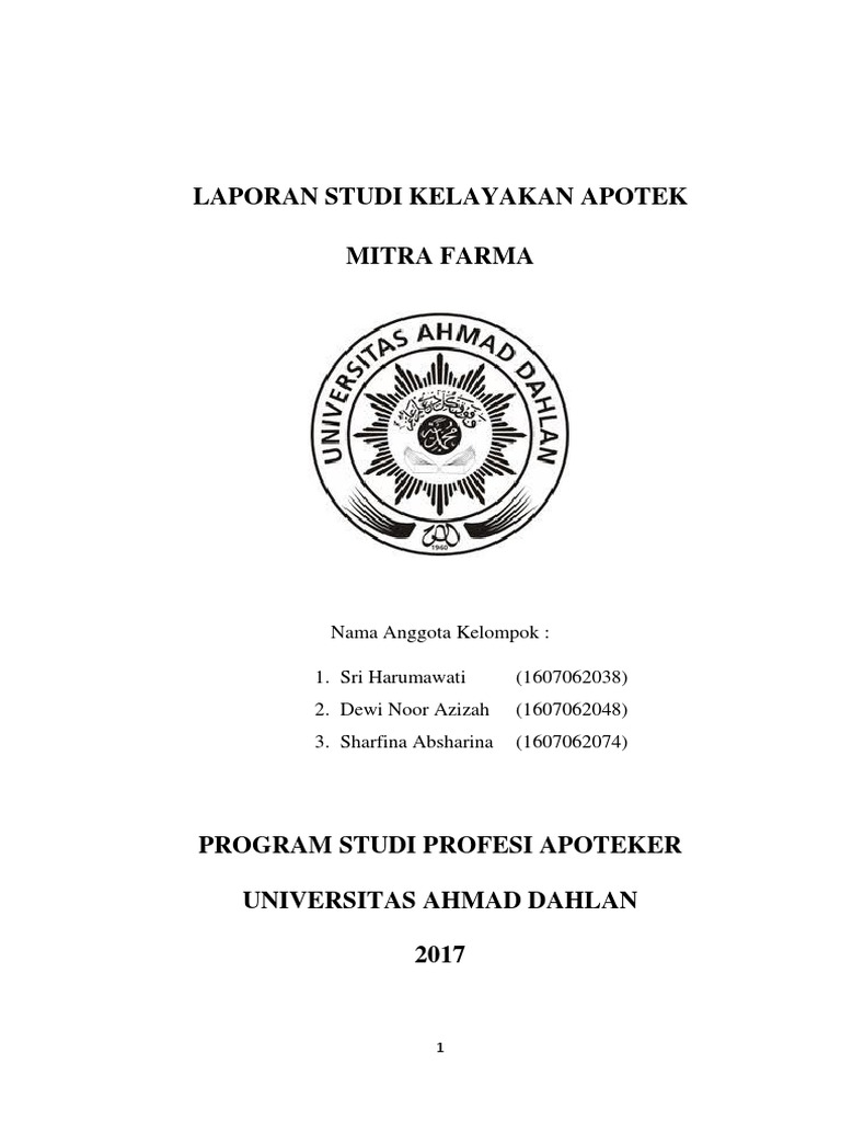 Laporan Studi Kelayakan Apotek Uad Newww Fix | PDF