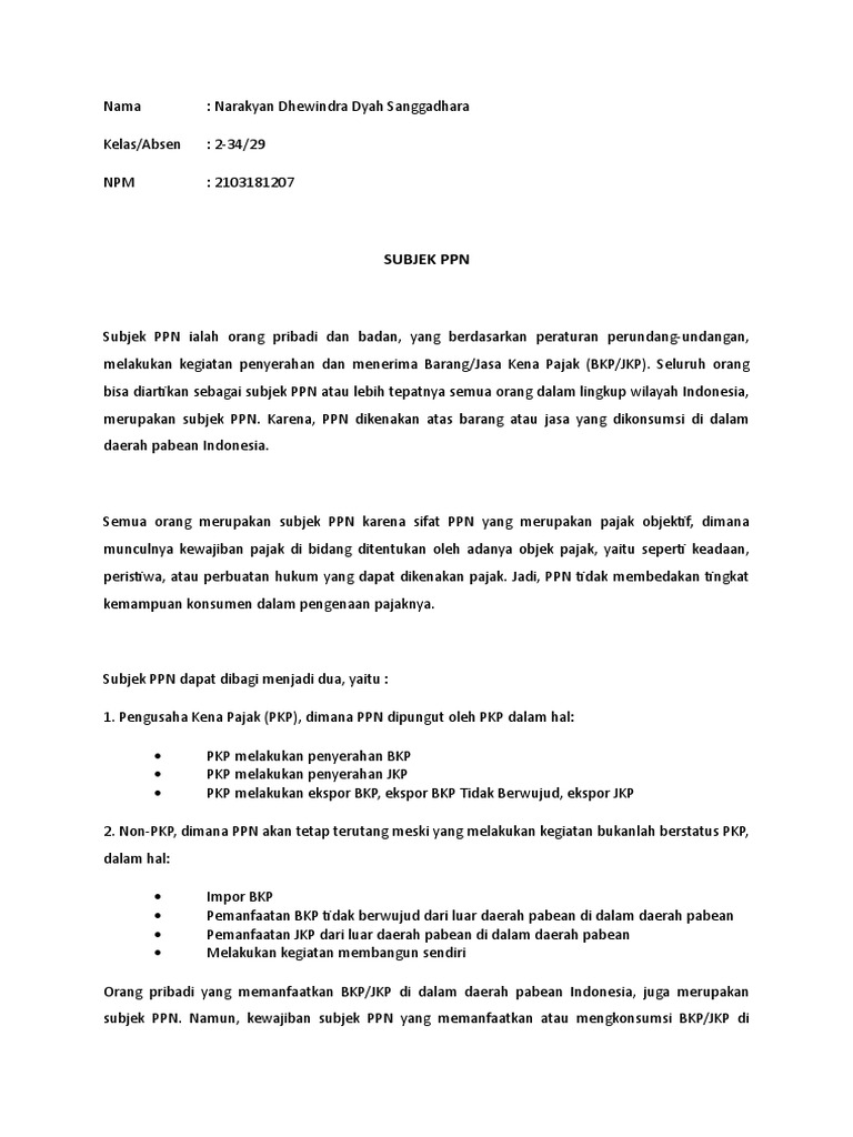 Subjek PPN | PDF | Bisnis | Pengelolaan Keuangan & Uang