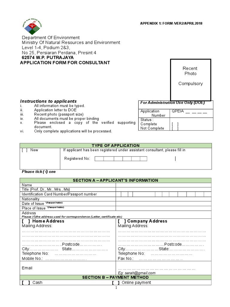 Application Form For New EIA Consultant 1 | PDF | Water Pollution ...