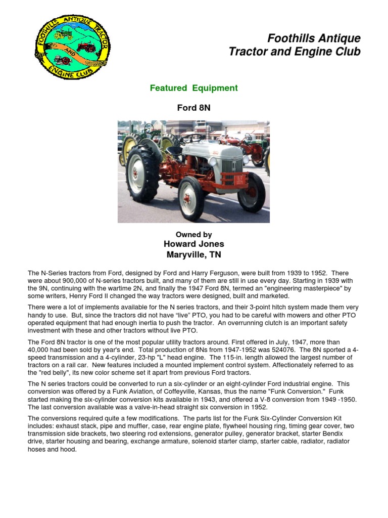 Ford 8N | PDF | Tractor | Transmission (Mechanics)