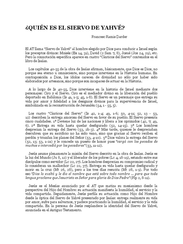 Quién Es El Siervo de Yahvé | PDF | Jesús | Literatura religiosa