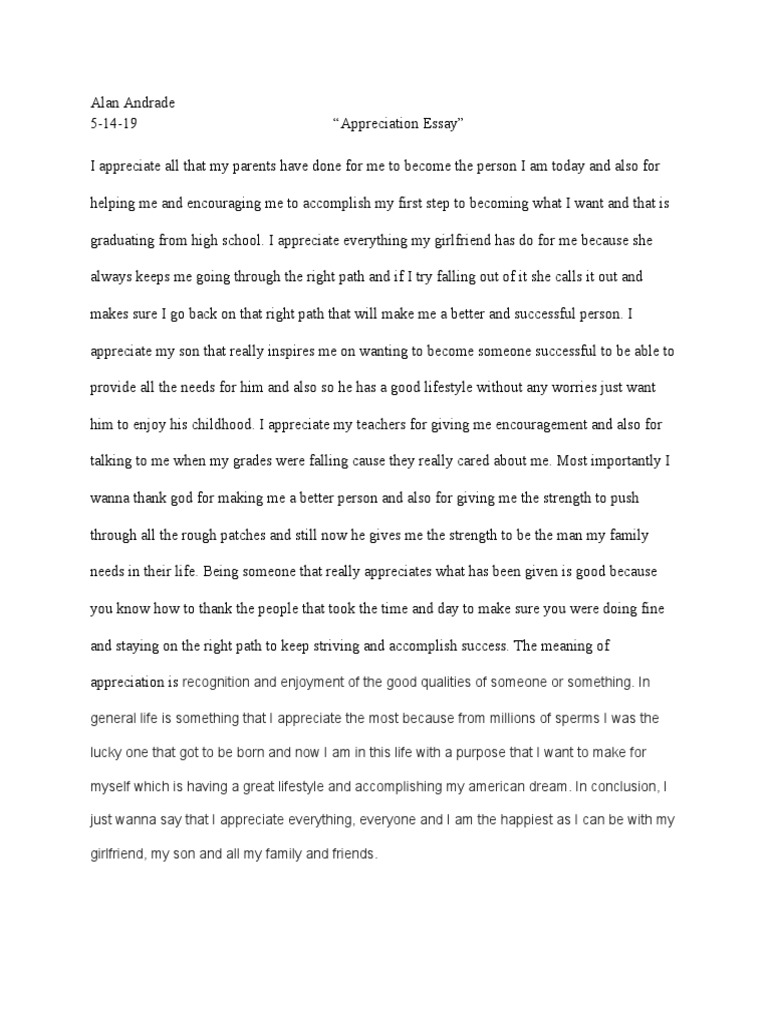 Appreciation Essay | PDF