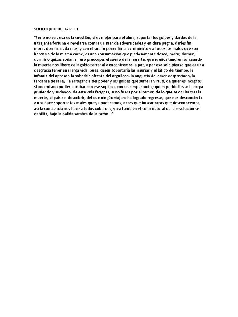Soliloquio de Hamlet | PDF