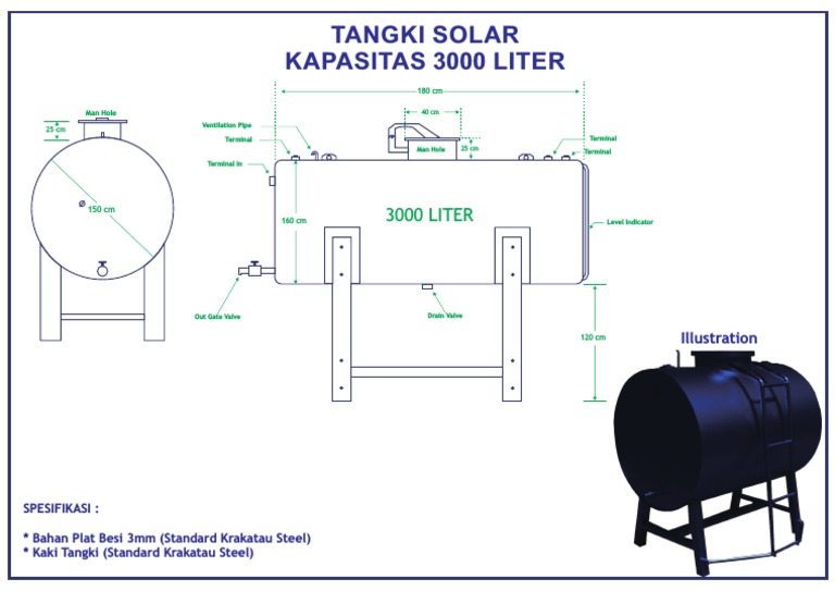 Tangki Solar Kapasitas 3000 LT | PDF