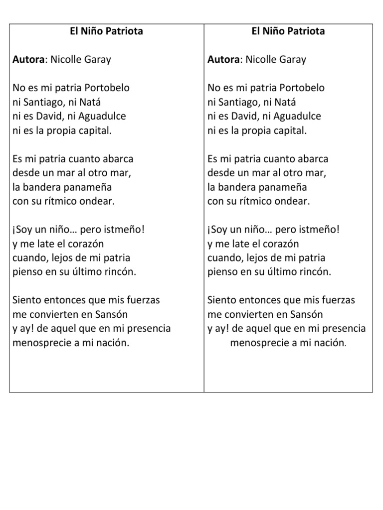 Poesia El Niño Patriota | PDF