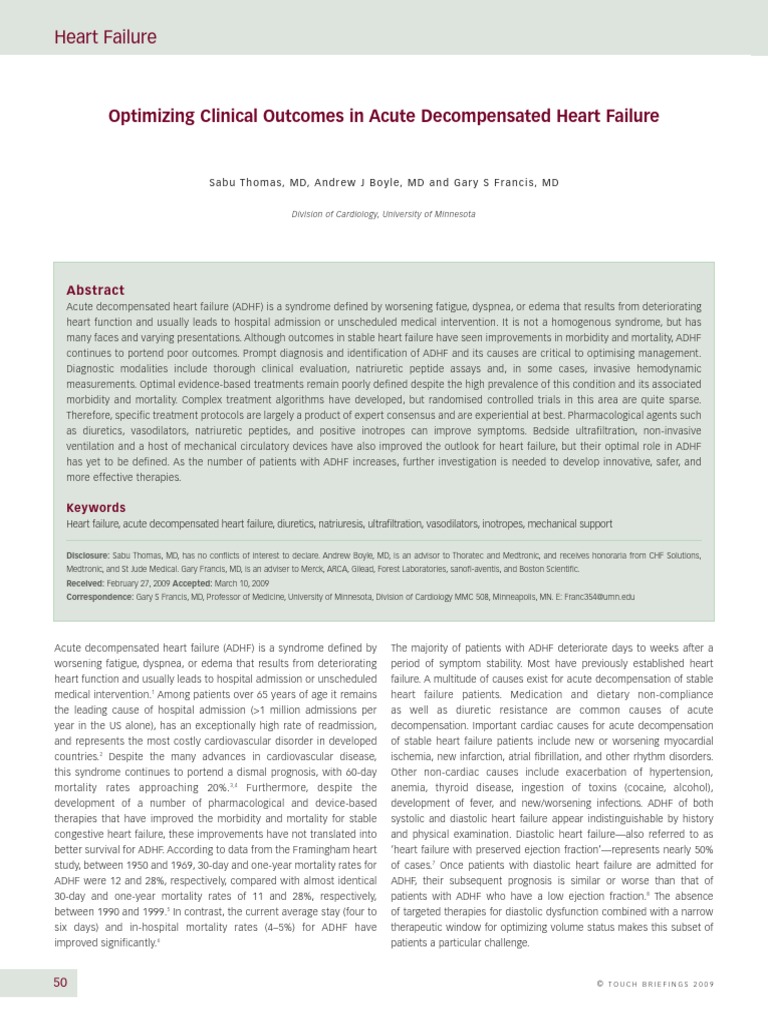 ADHF Management | PDF | Shock (Circulatory) | Myocardial Infarction