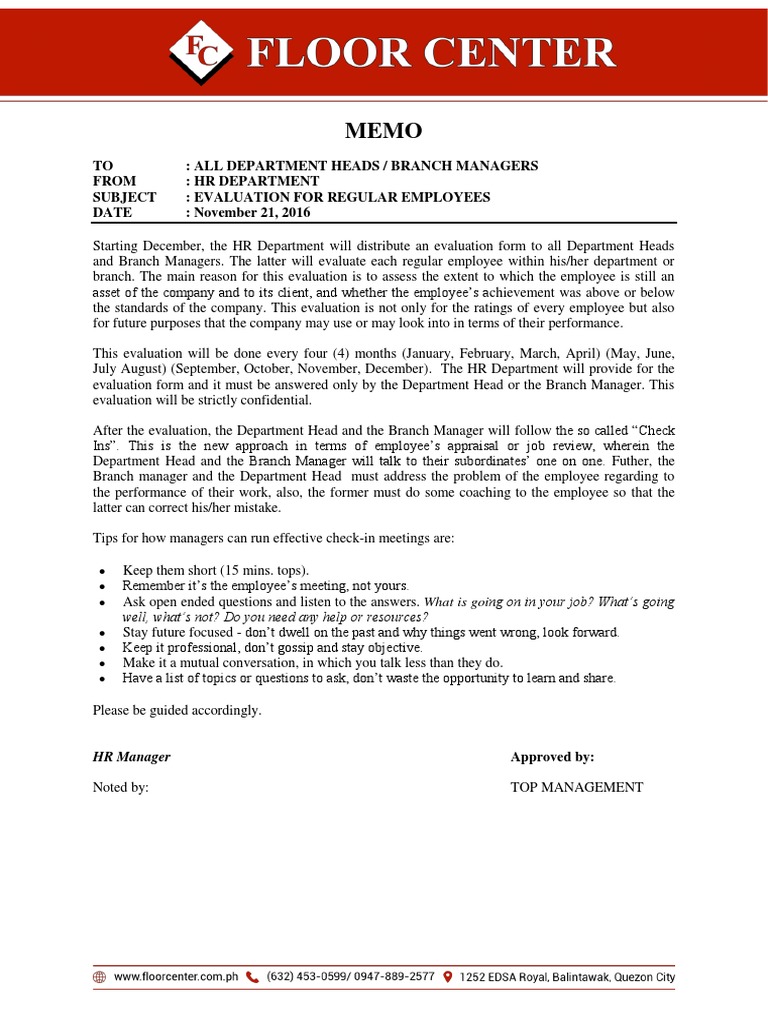 Memo For Trimester Evaluation | PDF | Career & Growth | Business