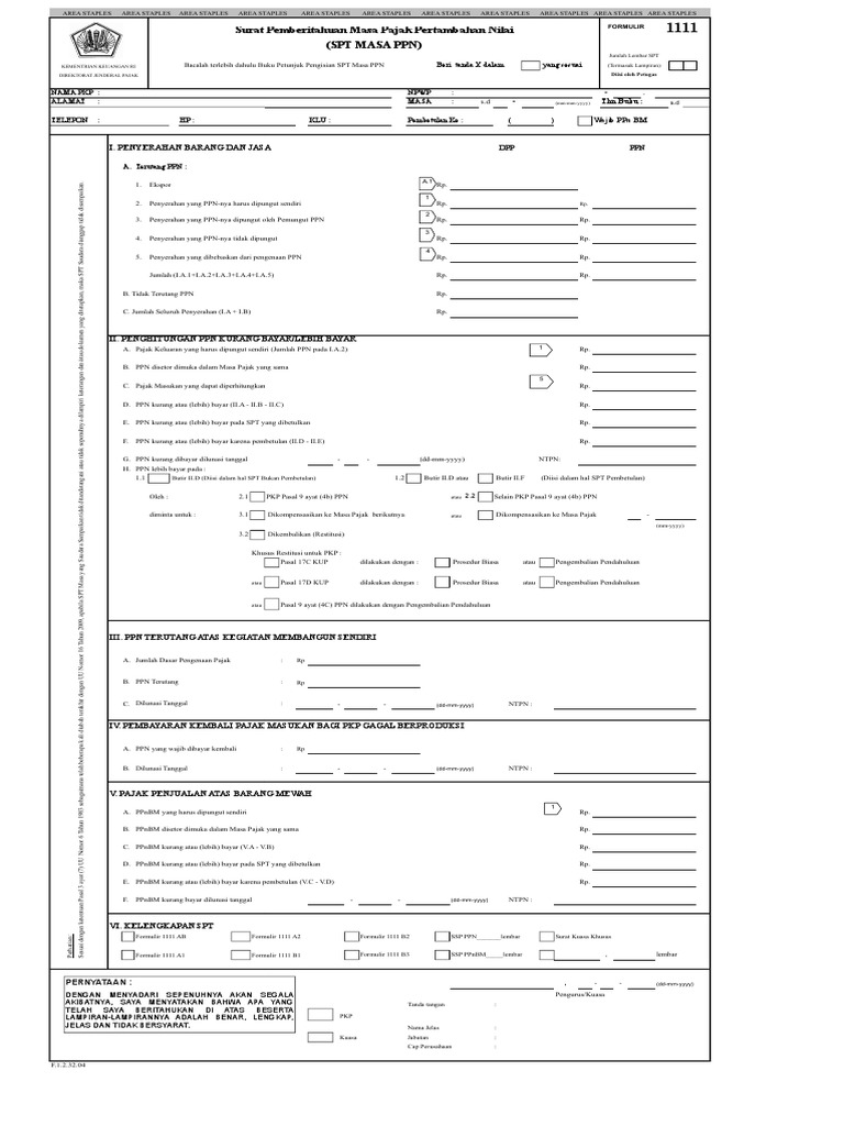 Formulir 1111-ppn | PDF