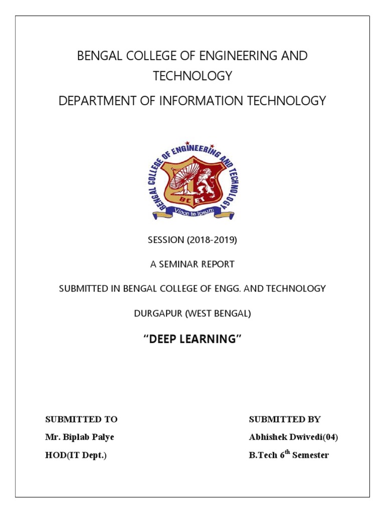 Deep Learning: A Seminar Report on Deep Learning and its Applications ...