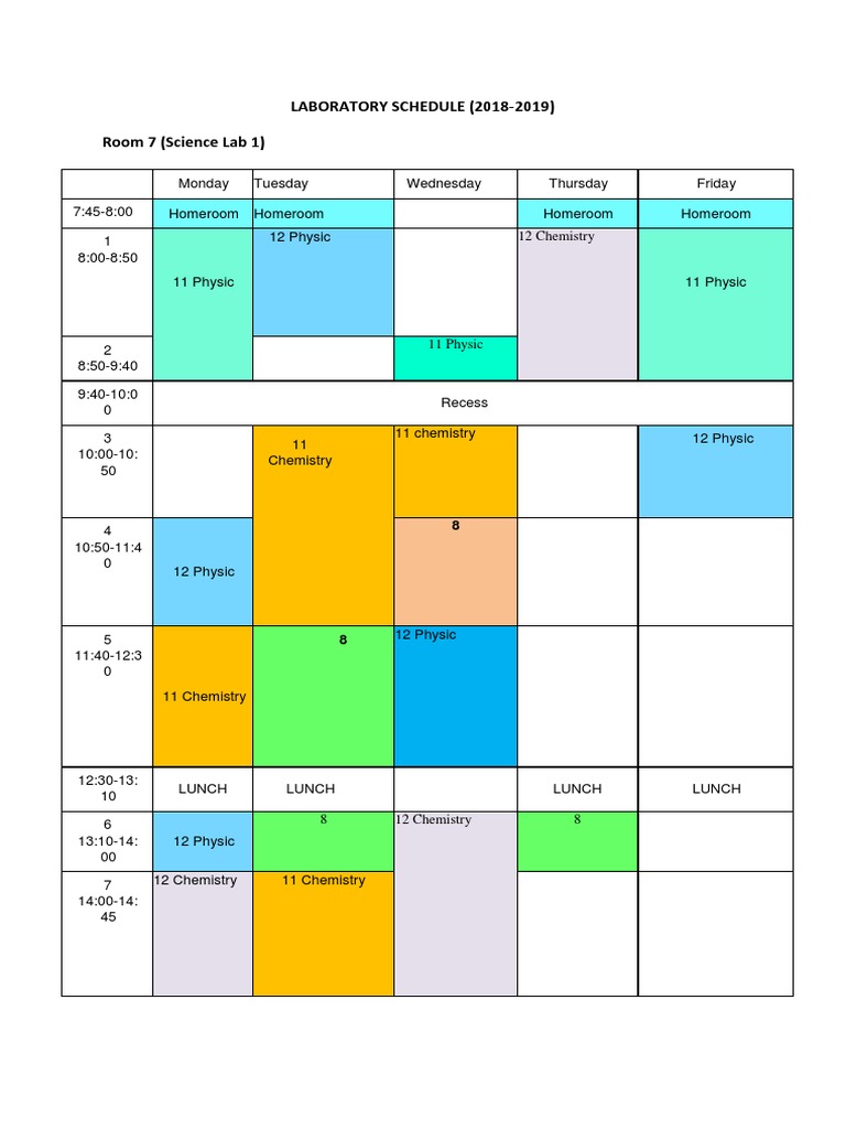 Laboratory Schedule | PDF | Schools | Educational Organizations