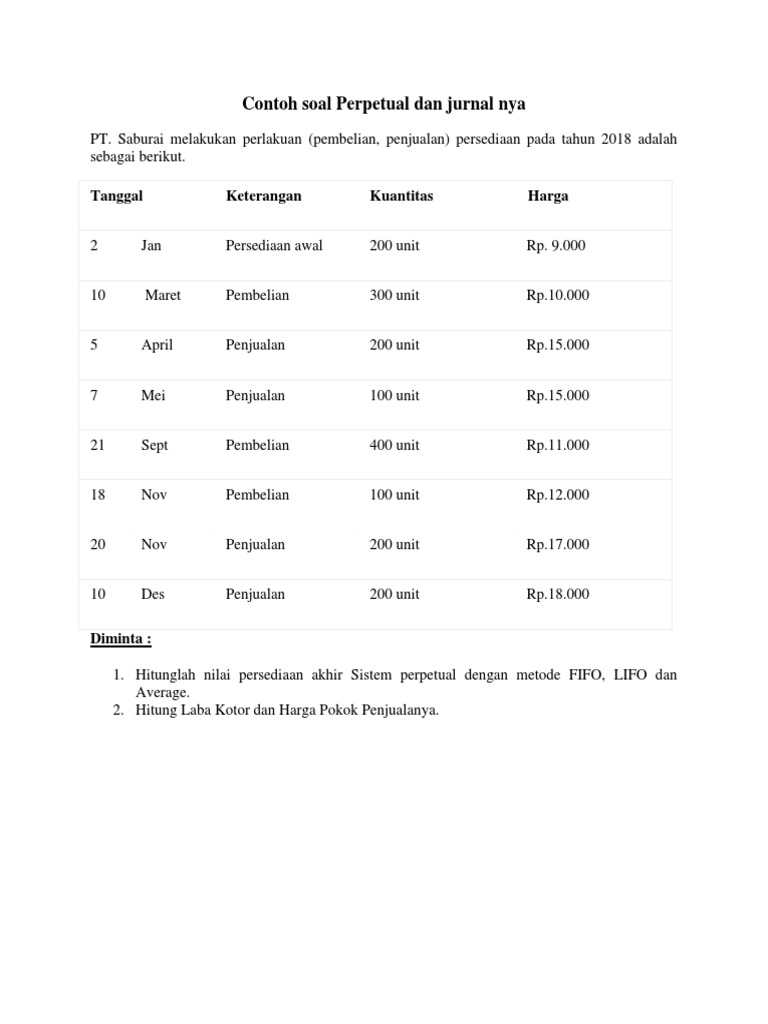 Contoh Soal Dan Jawaban Perpetual Dan Periodik Beserta Jurnal | PDF