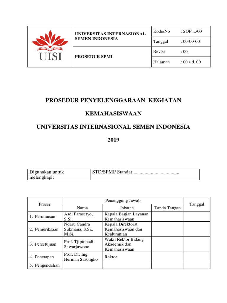Prosedur Kegiatan Mahasiswa UISI | PDF