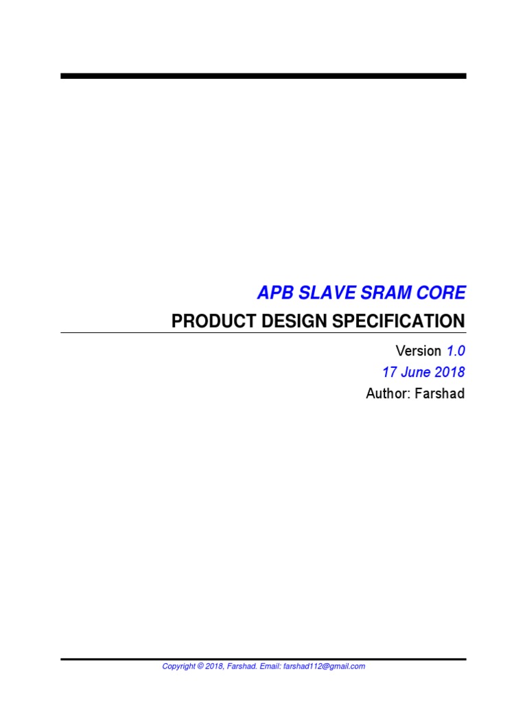 APB Slave Core SRAM Design Specification | PDF | Random Access Memory | Areas Of Computer Science